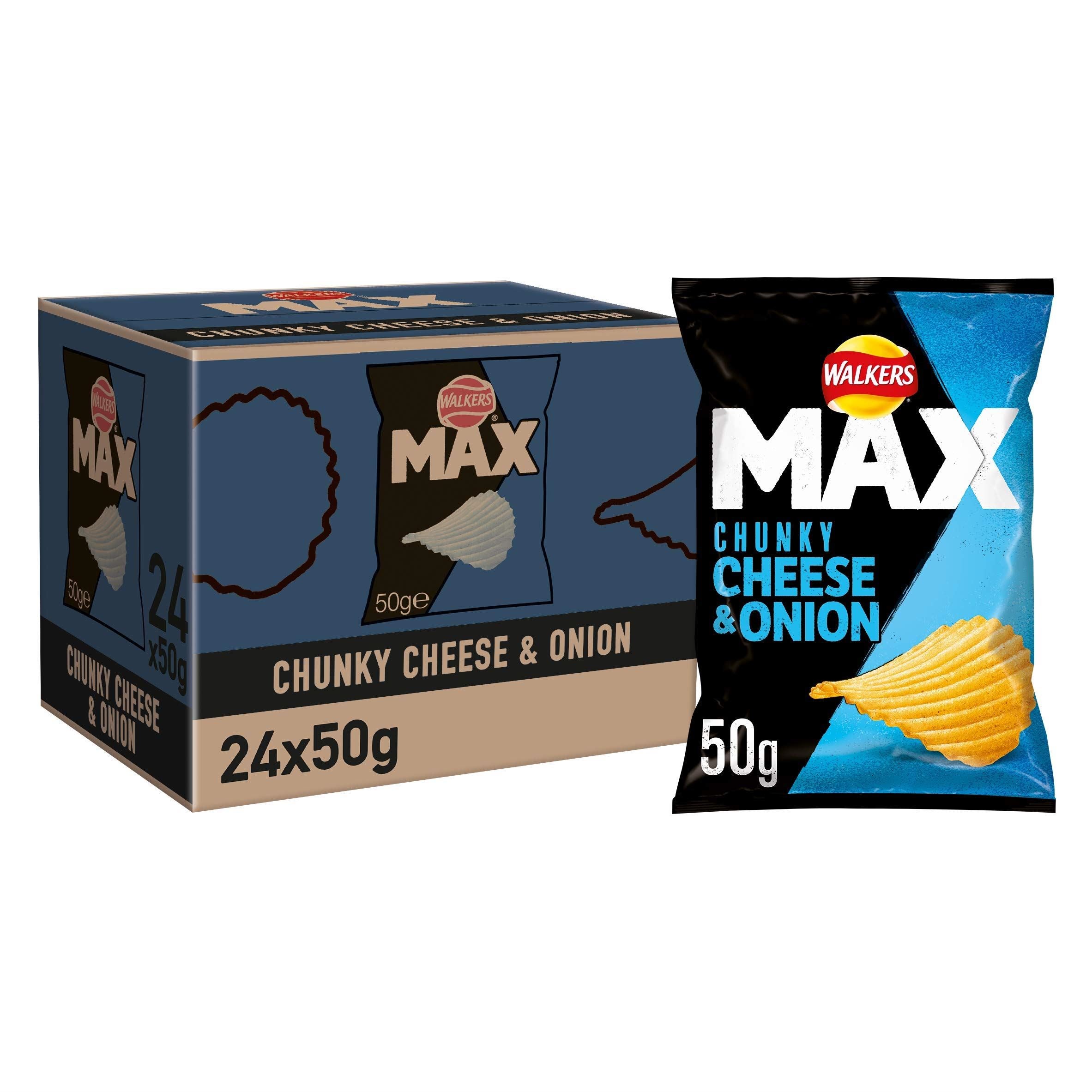Walkers Max Cheese & Onion 24 x 50g | Chunky Ridged Crisps – Universal ...