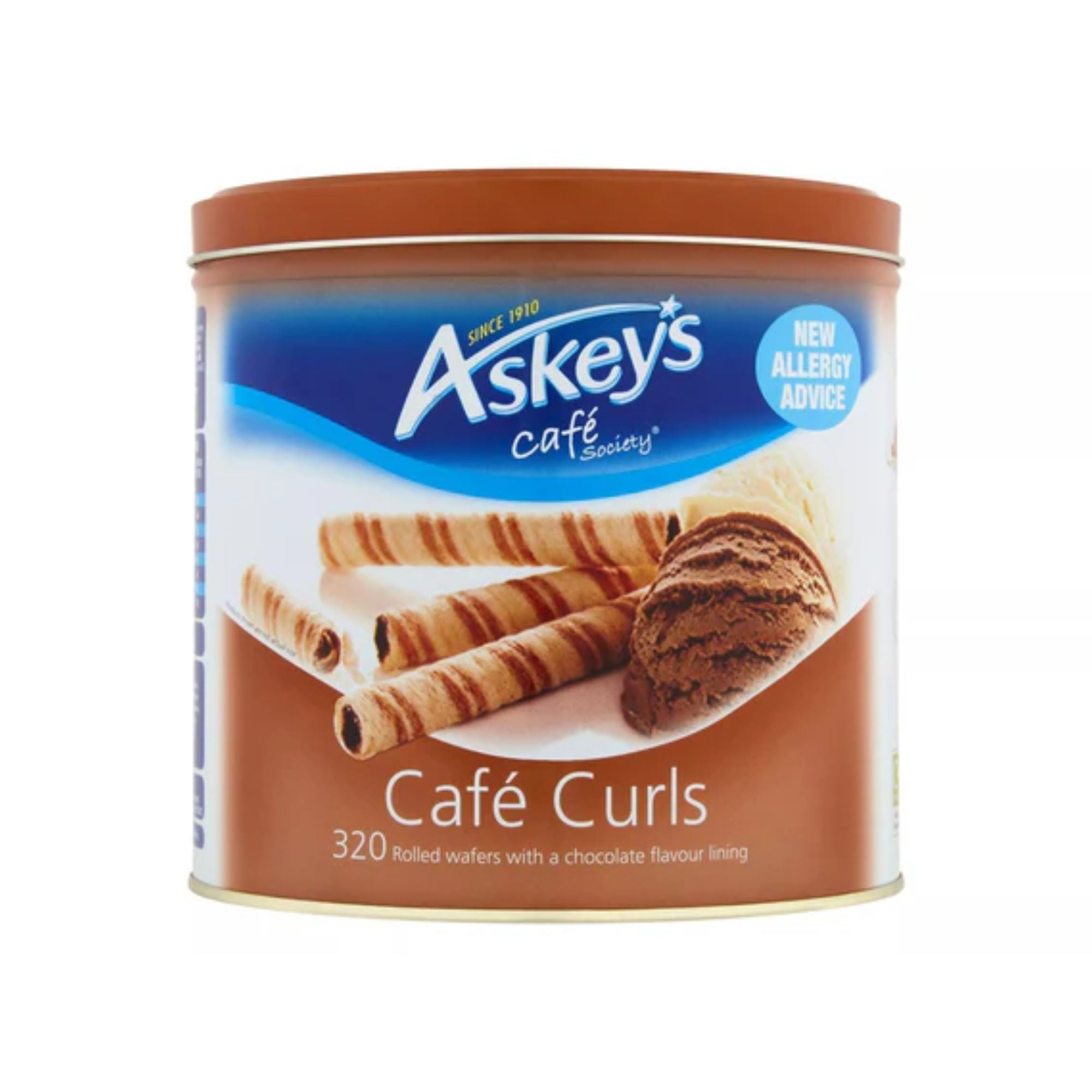 Askeys 320 Café Curls Rolled Wafers with a Chocolate Flavoured Lining ...
